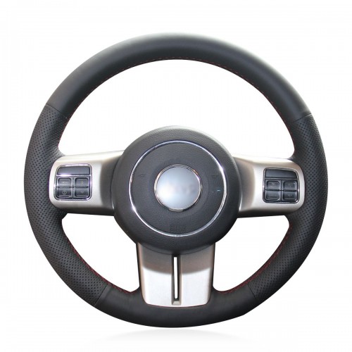 Loncky Auto Custom Fit OEM Black Genuine Leather Car Steering Wheel Cover for Jeep Compass 2011 2017 Patriot 2011 2017 Wrangler 2011 2018 Grand Cherokee Laredo 2011 2013 Liberty 2011 2012 Accessories